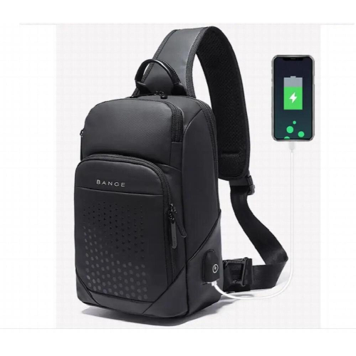 Men Chest Bag Men Shoulder bag USB Charge Cross body Bags Men backpack ...