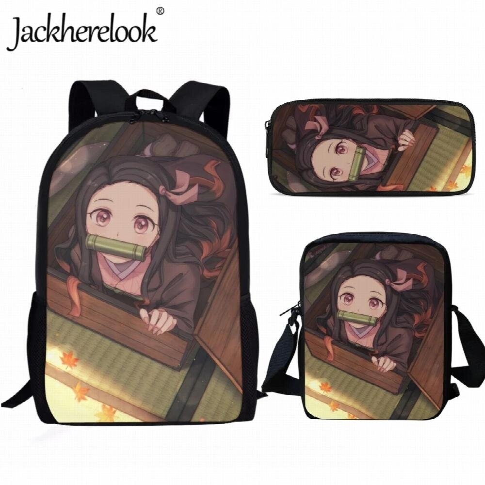 Jackherelook Kamado Nezuko Girls Kids School Bags Set Japanese Anime ...