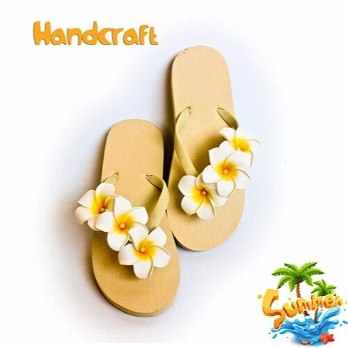 Hot DIY Summer sweet Flip Flops with flower appliques Flat Sandals for ...