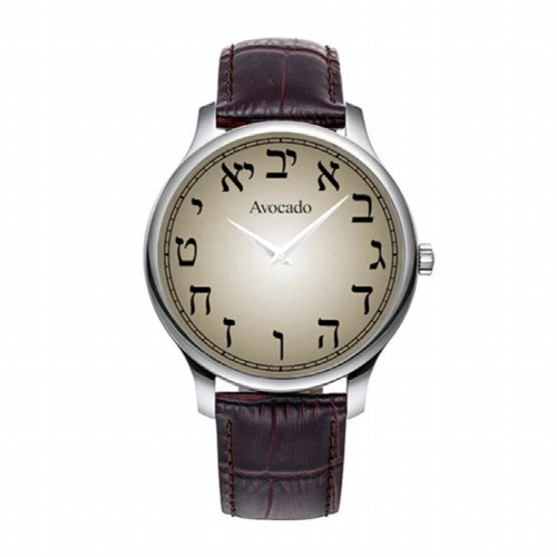 MenS Watches Crocodile Pattern Leather Strap Romantic Innovative Hebrew ...