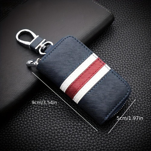 Mens Leather Car Key Holder Zipper Remote Key Bag Holder Keep Your Keys ...