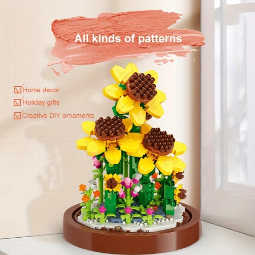 Sunflower Rose Flower Building Blocks Flower Potted Building Blocks ...