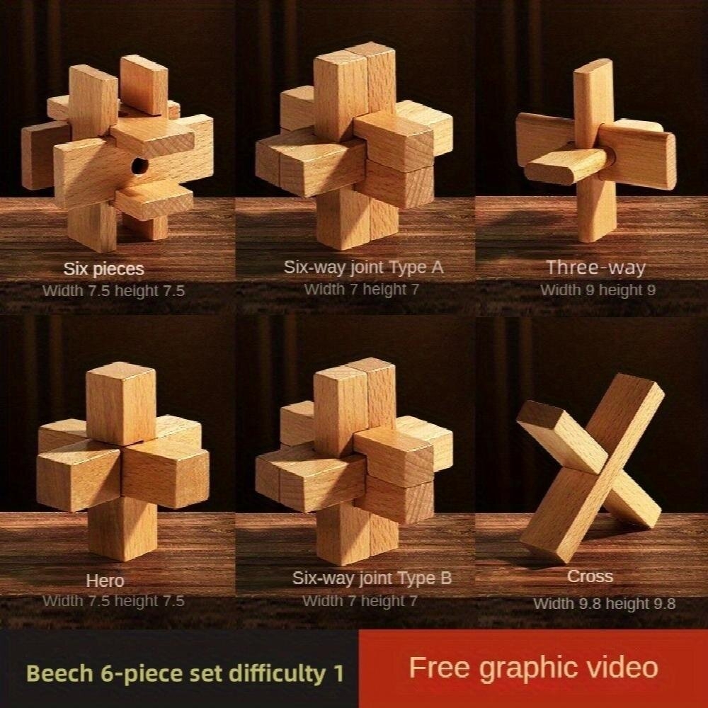 Kong Ming Luban Lock Educational Toys Set Wooden Kong Ming Lock Set ...