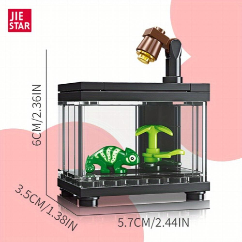 34pcs Building Blocks Fish Tank Decoration Toys Animal Plant ...