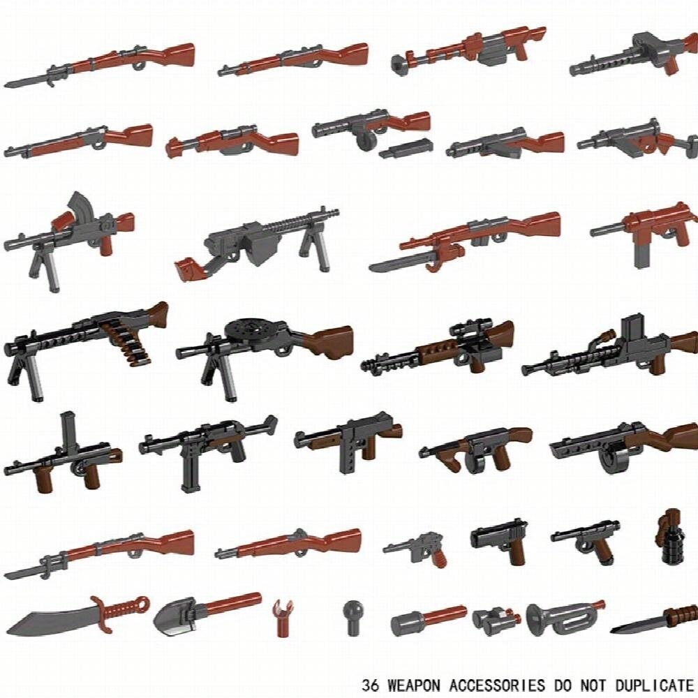 Military Minifigures Building Blocks Weapon Accessories Equipment Bag ...