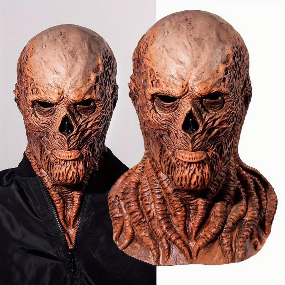 1pc Mens Halloween Horror Full Face Mask Latex Full Head Skull Face ...