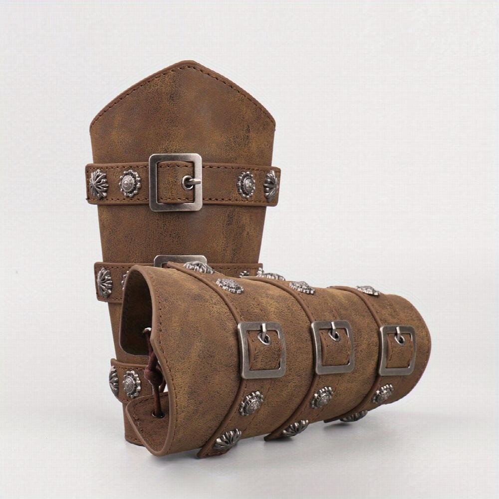 1 Pair Viking Arm Bracer Embossed Symbol Faux Leather Arm Armor ...