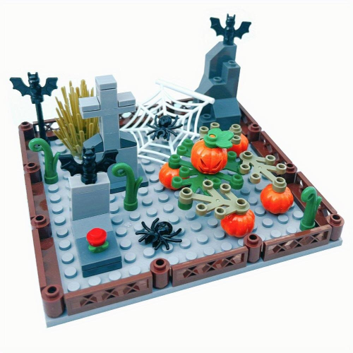 Halloween Building Blocks With Grave Bat Spider Pumpkin Tree Compatible ...