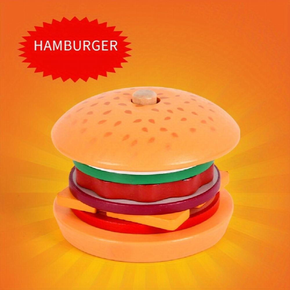 Montessori Toy For Kids Wooden Hamburger Sandwich French Fries Sorting ...