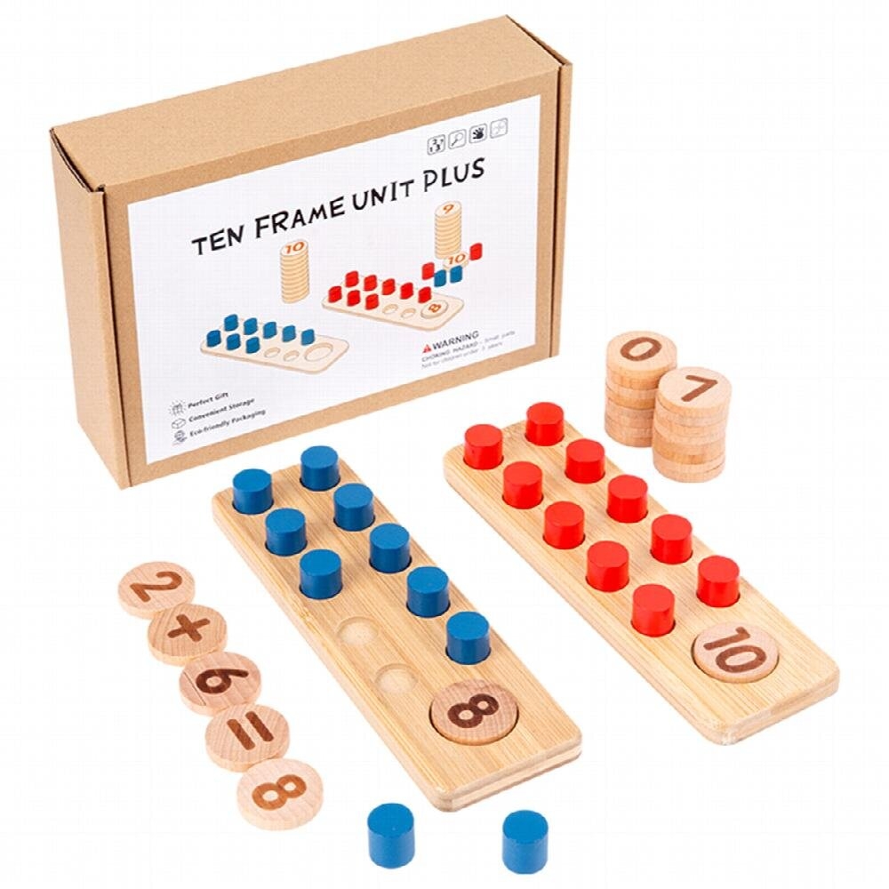 Wooden Ten Frame Math Toys Montessori Ten Frames Counting Peg Board ...