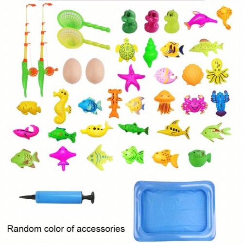 40pcs set Kids Pretend Play Fishing Game Inflatable Fish Pond Magnetic ...