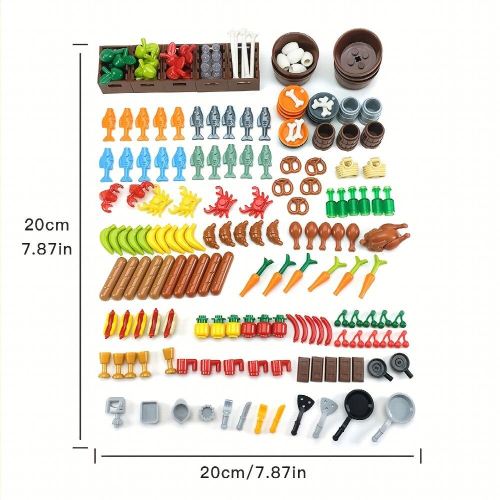 Food Building Blocks City Accessories Bread Chips Roast Chicken Pizza ...