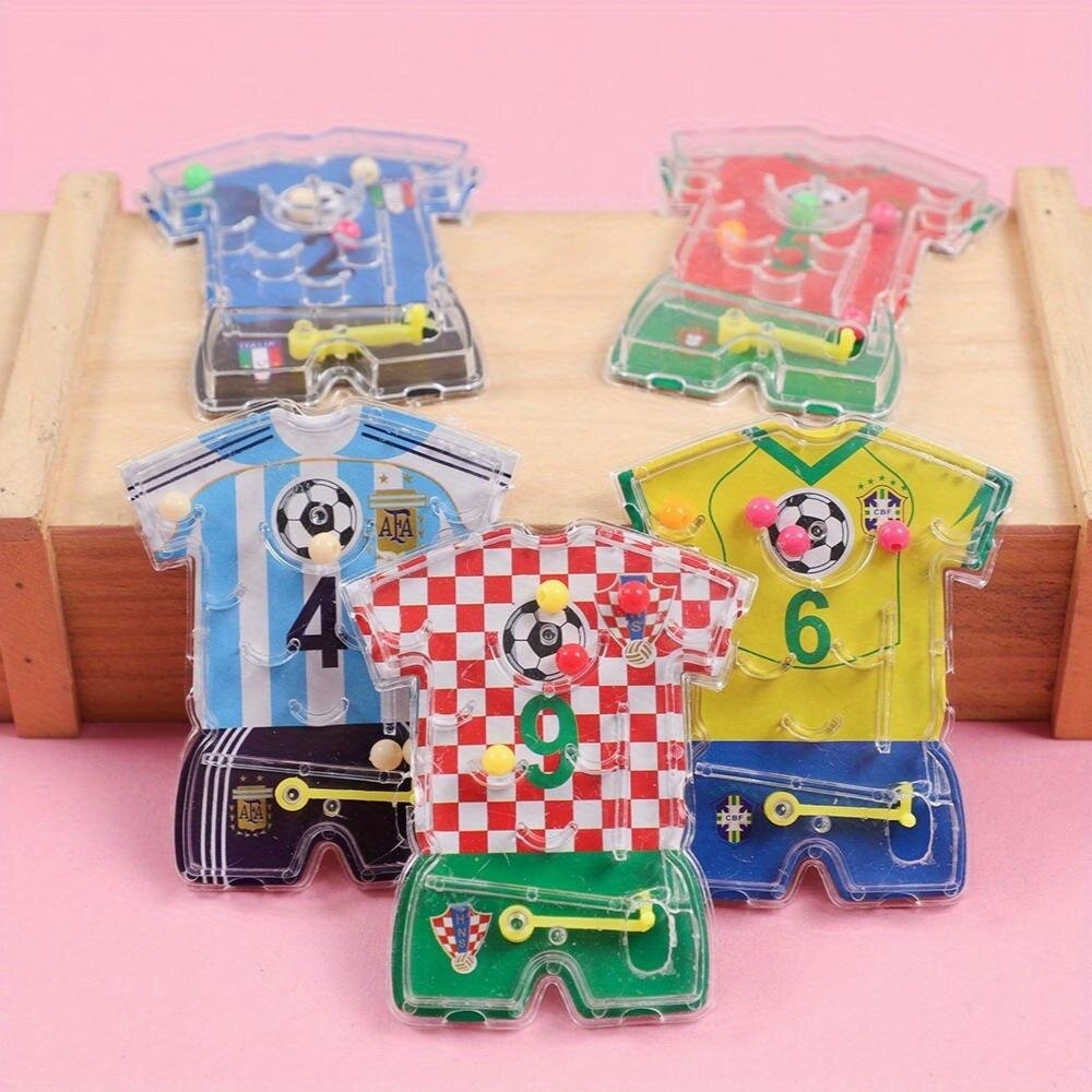 10pcs bag Soccer Themed Pinball Maze Toys Team Uniform Fingertip Game ...