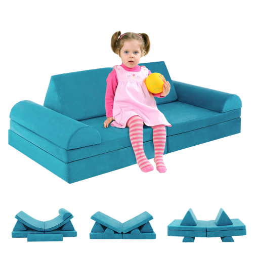 6-Piece Kids Play Couch Sofa Modular Convertible Foam Playset Children ...