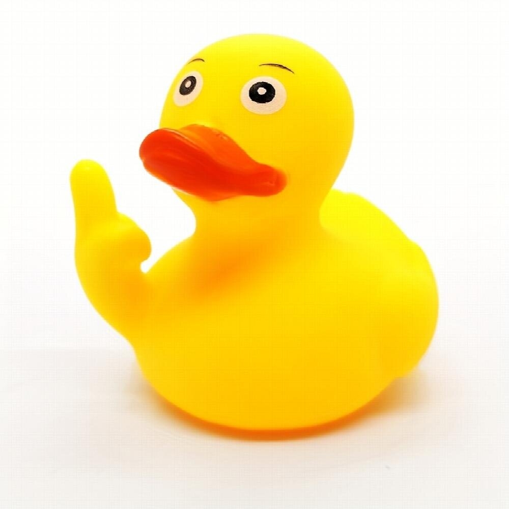 1 Large Prank Funny Toy With Middle Finger Upright Yellow Duck Swimming ...
