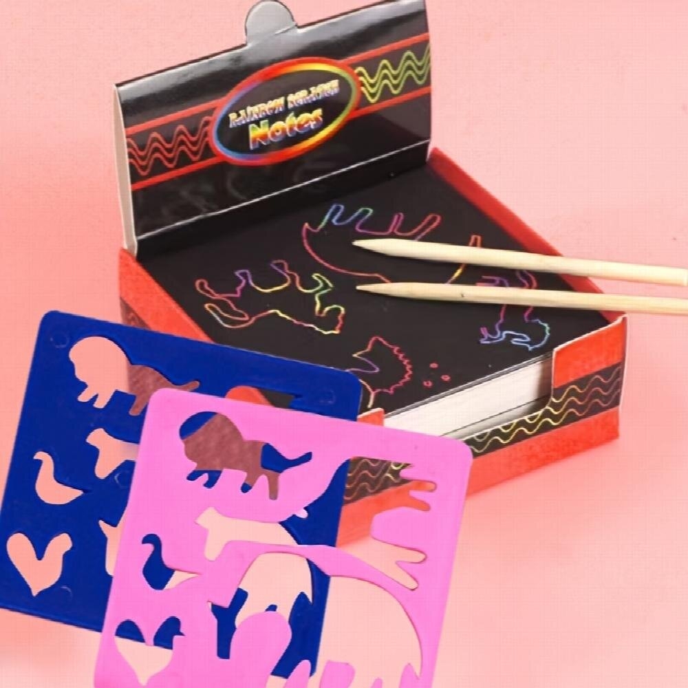 Scratch Paper Art 100pcs Magic Scratch Off Craft Kit Rainbow Scratch ...