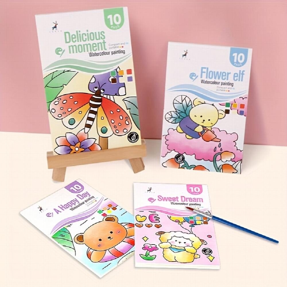 10 Pages Watercolor Painting Kids Painting Kit Watercolor Coloring Book ...