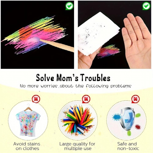 Scratch Paper Art 100pcs Magic Scratch Off Craft Kit Rainbow Scratch ...