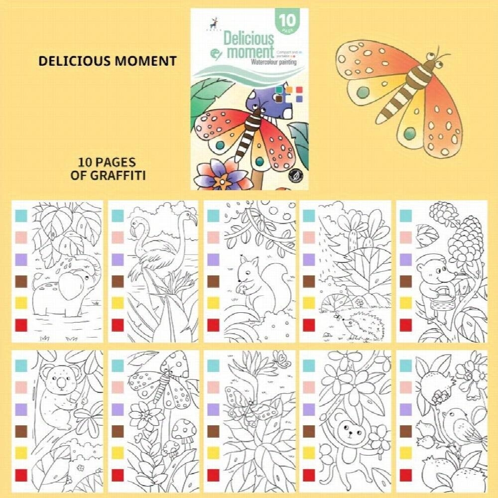 10 Pages Watercolor Painting Kids Painting Kit Watercolor Coloring Book ...