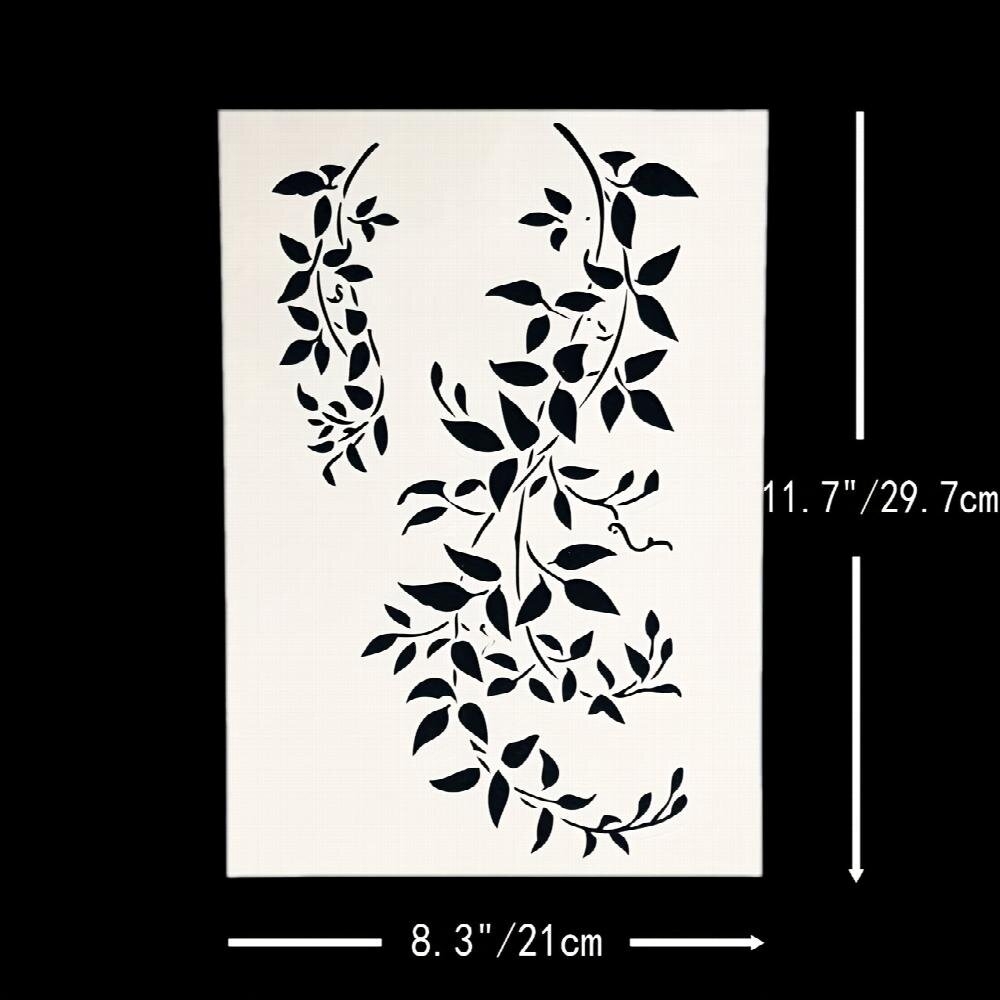 A4 Rattan Leaves Template For Painting Reusable Branches On Wood ...