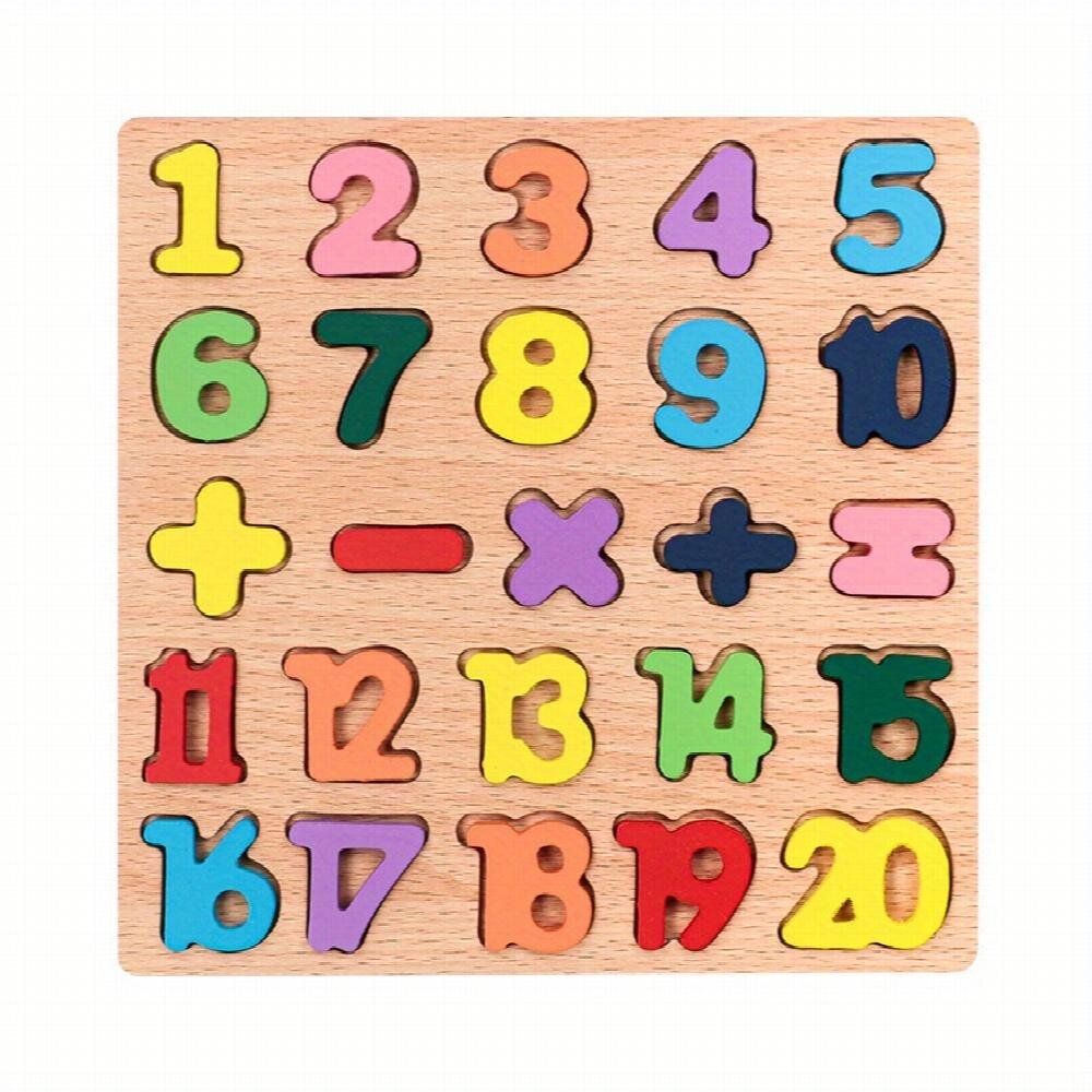 Wooden Alphabet Number Matching Board Childrens Cognitive Puzzle ...