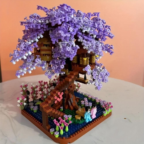 2200pcs Purple Cherry Bonsai Tree Building Sets Mini Building Blocks ...