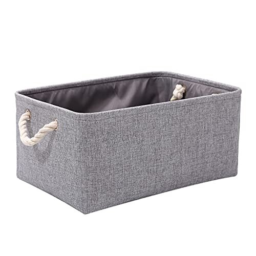 PWVMWM Fabric Grey Storage Boxes with Handles, Small Grey Storage ...