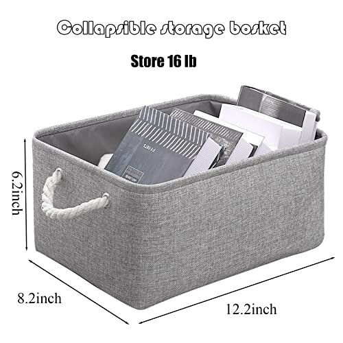 PWVMWM Fabric Grey Storage Boxes with Handles, Small Grey Storage ...