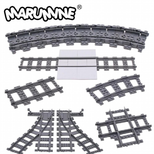 Marumine MOC City Trains Flexible Switch Railway Tracks Straight Curved ...