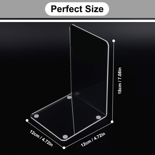 Plastic Acrylic Bookends Pair Organizer Bookshelf Decor Decorative ...