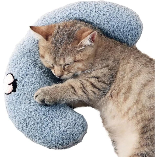 Kitten Pillow, Super Soft Fluffy Pet Calming Toy Half Donut Cuddler for ...