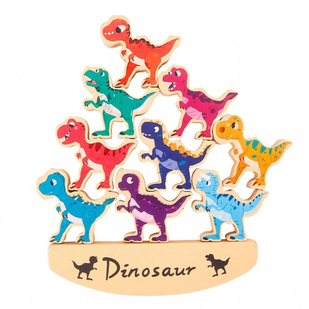 Wooden Balance Tower Game for Kids Stacking Dinosaur Blocks Animal Toys ...
