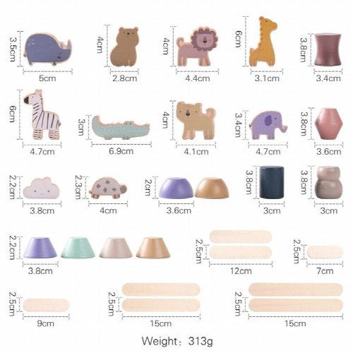 Children Montessori Toy Wooden Animal Balance Blocks Board Game Wood ...