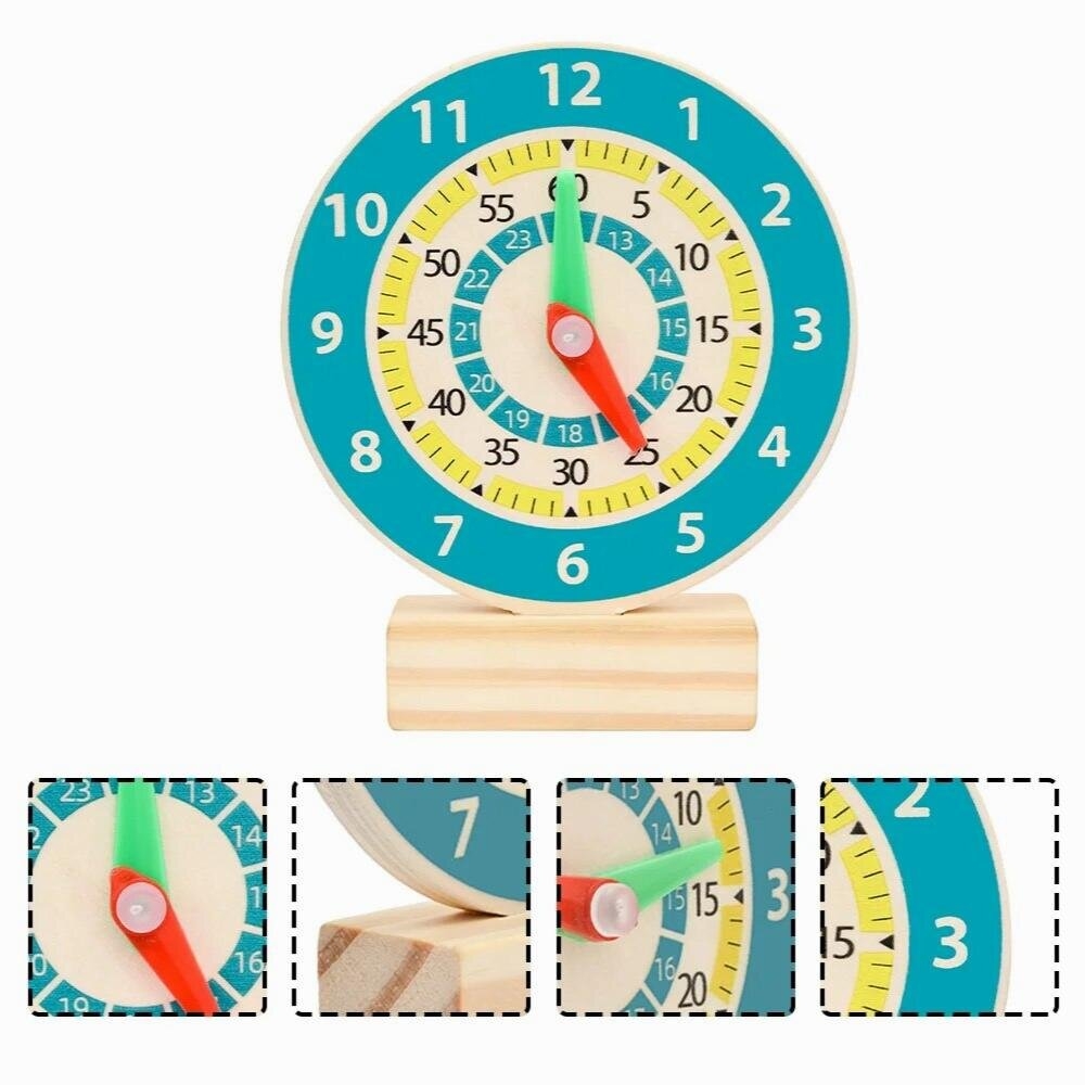 Vintage Clock Teaching Aids Student Wooden Toddler Toys Math ...