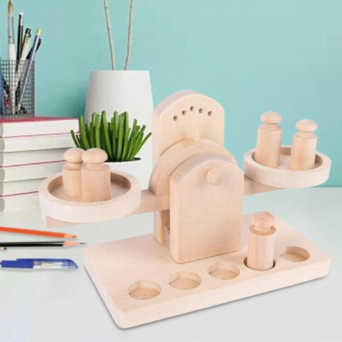 Wooden Scale Balance with Scales Balance Weights Hands math ...