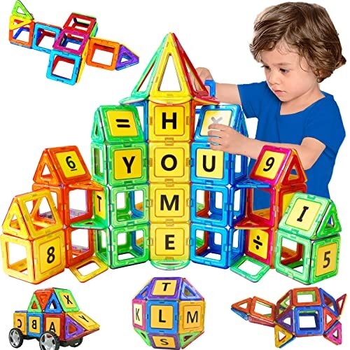 MAGBLOCK Magnetic Tiles Set,Magnetics Building Blocks|Magnet Construction Children Toys for Kids ...
