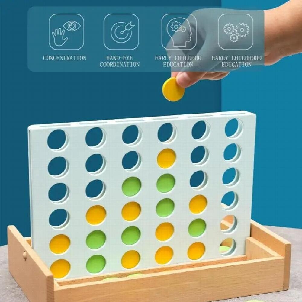 Classic 4 In A Row Game Foldable Line up 4 Toys Wooden Connect 4 ...