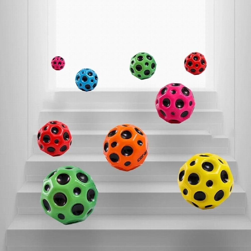 High Resilience Hole Ball Soft Bouncy Ball Anti-fall Moon Shape Porous ...