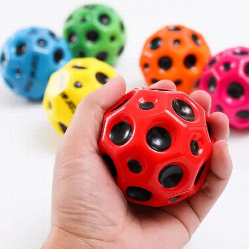 High Resilience Hole Ball Soft Bouncy Ball Anti-fall Moon Shape Porous ...