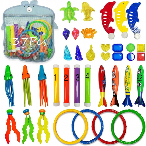 37 PCS Swimming Pool Toy Set Pool Dive Toys Underwater Games Diving Toy ...