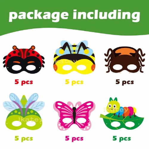 30Pcs Summer Insect Bugs Paper Elastic Masks for Kids Butterfly Bee ...
