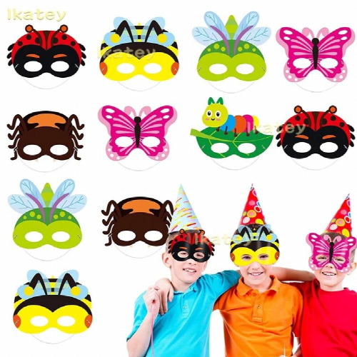 30Pcs Summer Insect Bugs Paper Elastic Masks for Kids Butterfly Bee ...