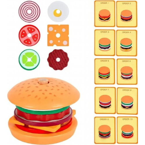 Wooden Hamburg Sandwich Stacking Toys for Toddlers and Kids Montessori ...