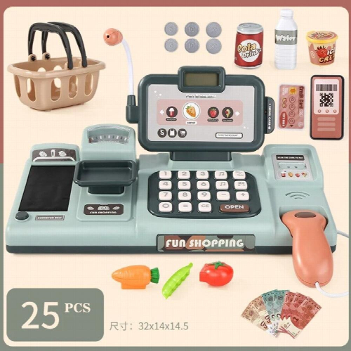 Kids Shopping Cash Register Toys Mini Supermarket Set Simulation Food ...