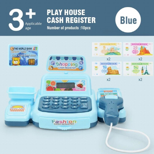 Childrens Cash Register Toys Simulation Supermarket Set With Light And ...