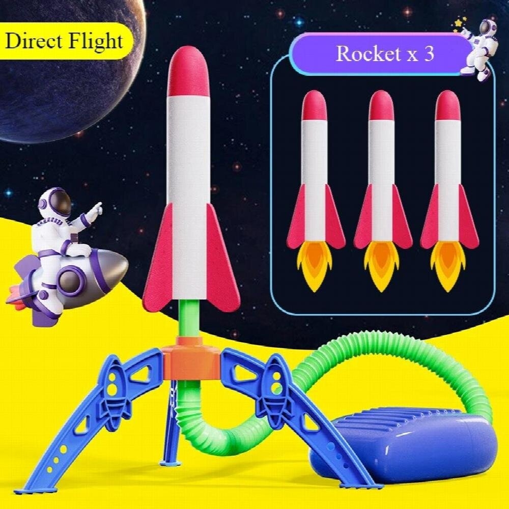 Air Pressed Stomp Rocket Launcher Soaring Flying Foam Rockets Kids ...