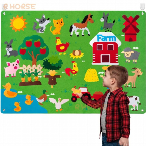 38Pcs/set Farm Animals Felt Story Board Farmhouse Storybook Wall ...