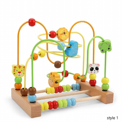 Wooden Montessori Maze Circles Around Beads Abacus Math Toys Roller ...