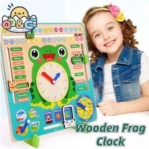 Wooden Frog Clock for Kids Montessori Toys Weather Season Calendar ...