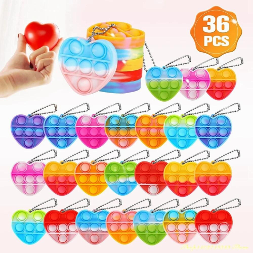 36PCS Mini Heart Pop Fidget Toys Pack Party Favors Pop Bubble Fidget ...